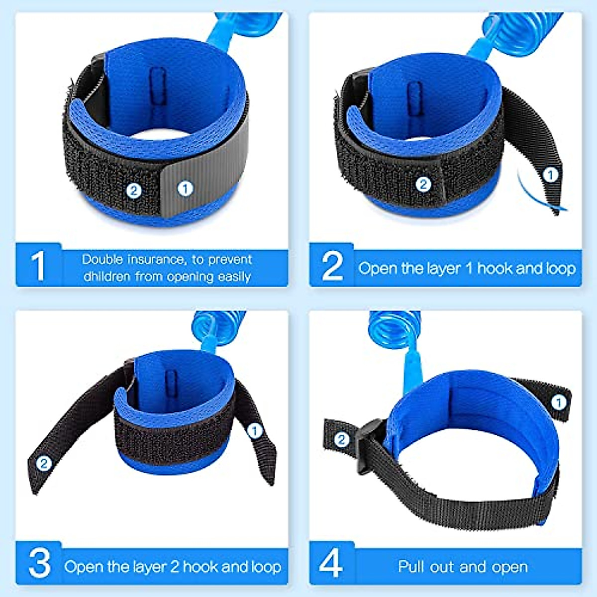 Hooyyene Anti Lost Wrist Link for Toddlers, Safety Toddler Leash, Child Leash, Wrist Leash for Babies and Kids, Children's Safety Wristband for Outdoor, Family Travel(8.2ft/2.5m,Blue)