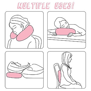 Kids Travel Pillow, Unicorn Neck Pillow for Traveling with Eye Mask, Toddler Neck Pillow, Kids Airplane Travel Essentials Road Trip Must Have, Cute Car Seat Headrest Pillow for Adult Child (Pink)