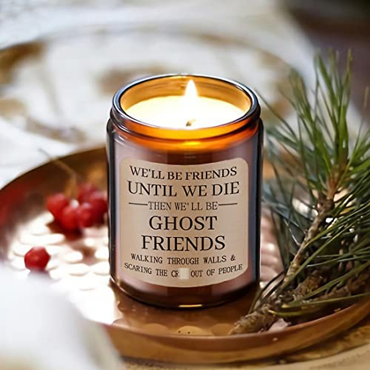 LAMIVEENLA Best Friend Valentines Day Gifts for Women Scented Candle Lavender - Funny Birthday Gifts for Friends Female Friendship Gifts Going Away Gifts for Coworker Soy Candle 7.4oz