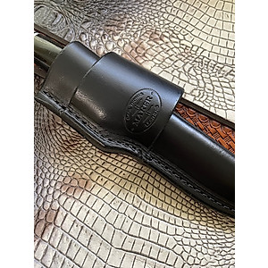 Carl Thomas Leathers Custom Cross Draw Knife Sheath Fits Buck 105 Knife, Fixed Blade Knife Holder, Black