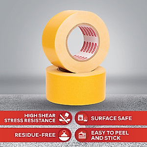 XFasten Double Sided Woodworking Tape, 1-Inch by 36-Yards, 3-Pack - Double Face Woodworker Turner's Tape for Wood Template, Removable & Residue Free