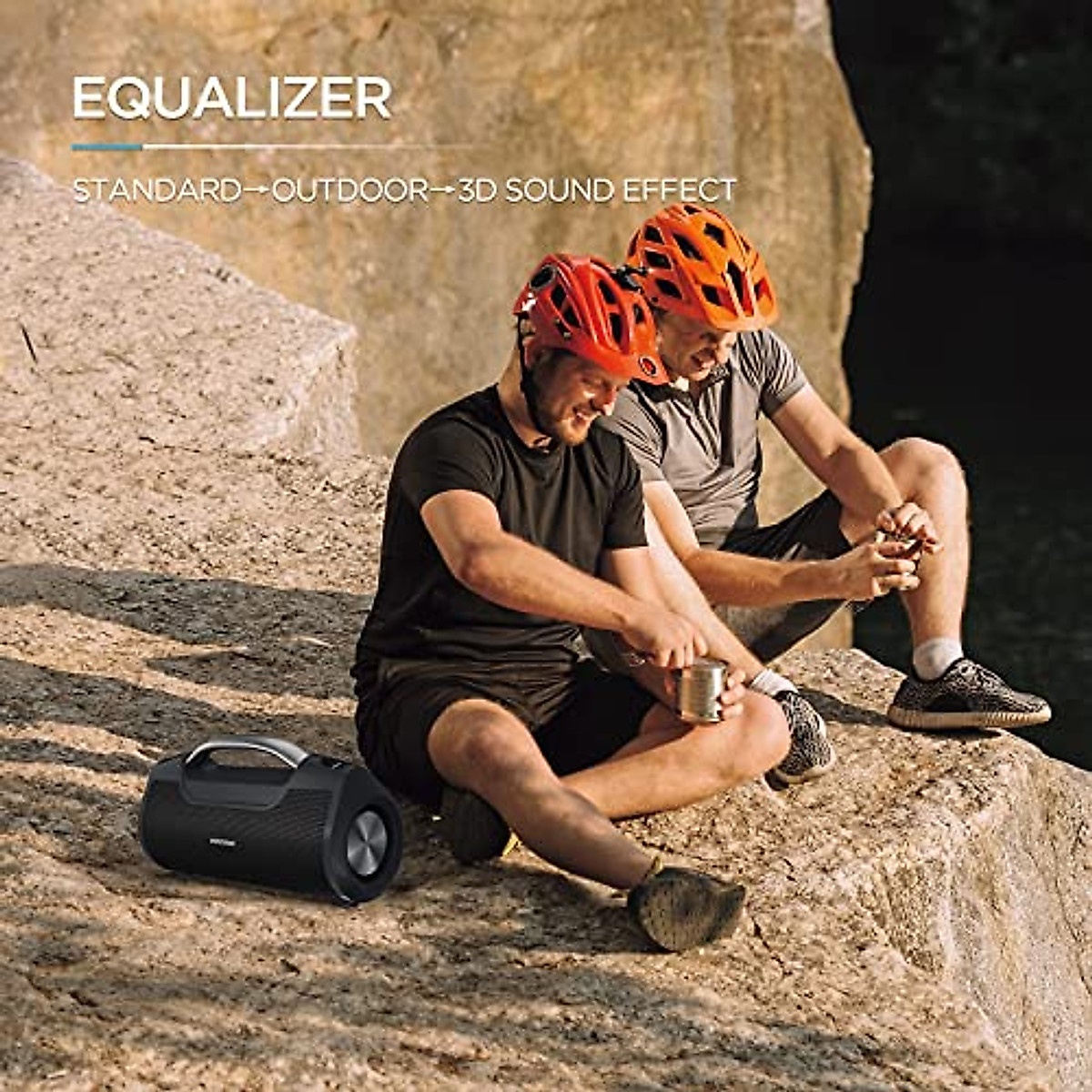 MIATONE 60W Portable Bluetooth Speaker with Titanium Subwoofer, Outdoor Waterproof Wireless Loud Portable Big Bluetooth Speakers, Build-in Power Bank for Camping Garden Party(Black)