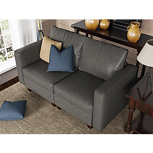 EASE MOOSE Modular Sectional Loveseat Sofa Couch with Storage Seats, 2 Seat Faux Leather Convertible Modular Sofa Love Seats for Small Spaces