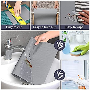Hersvin Shelf Liner, 24" x20' Non-Adhesive Drawer Liners EVA Kitchen Cupboard Cabinet Covering Undersink Mat Washable Fridge Lining Paper (Gray/Diamond)