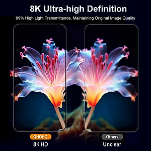 QHOHQ for iPhone 16 Pro Max Screen Protector with Camera Lens Protector, [Military Grade Shatterproof], Top 9H+ Tempered Glass, Full Edge Coverage, Ultra Durable, with Installation Tool [3+3 Pack]