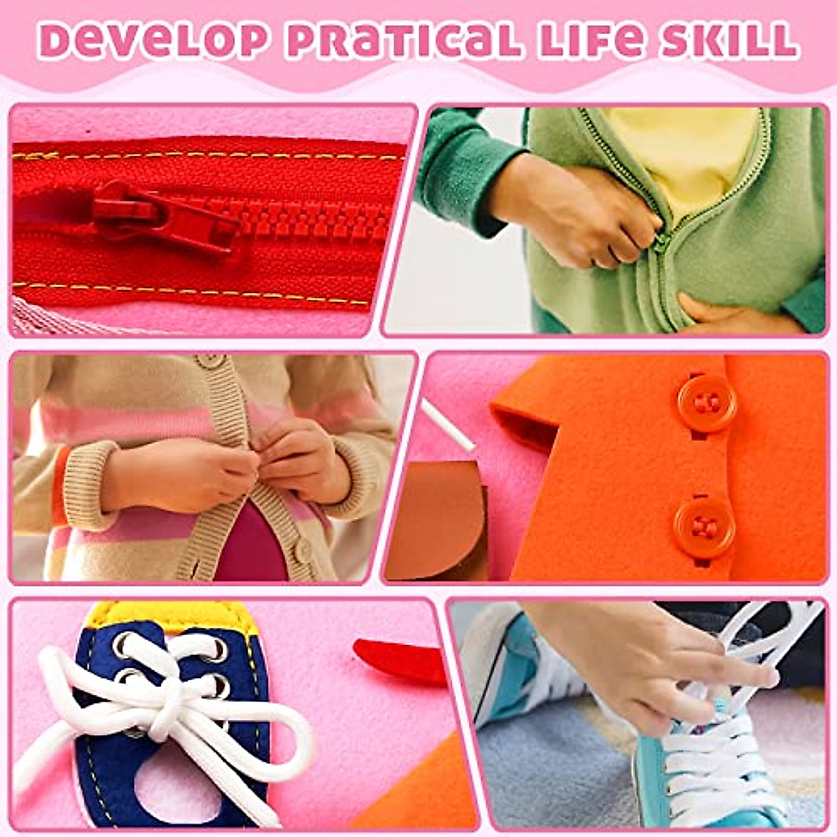 Buauty Busy Board Montessori Toys for 1 2 3 4 Year Old Toddlers, Sensory Toys Board Preschool Activities Learning Education Toys Baby Travel Toys for Kids Age 1-4, Gifts for Girls Boys 1 2 3 Year Old