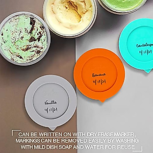 ARCOOLOR Pint Containers with Silicone Lids 4 Pack Replacement for Ninja Creami, Compatible with NC299AMZ & NC300s Series Ice Cream Maker with E-Cookbook, Airtight & Dishwasher Safe (Mint, Grey)