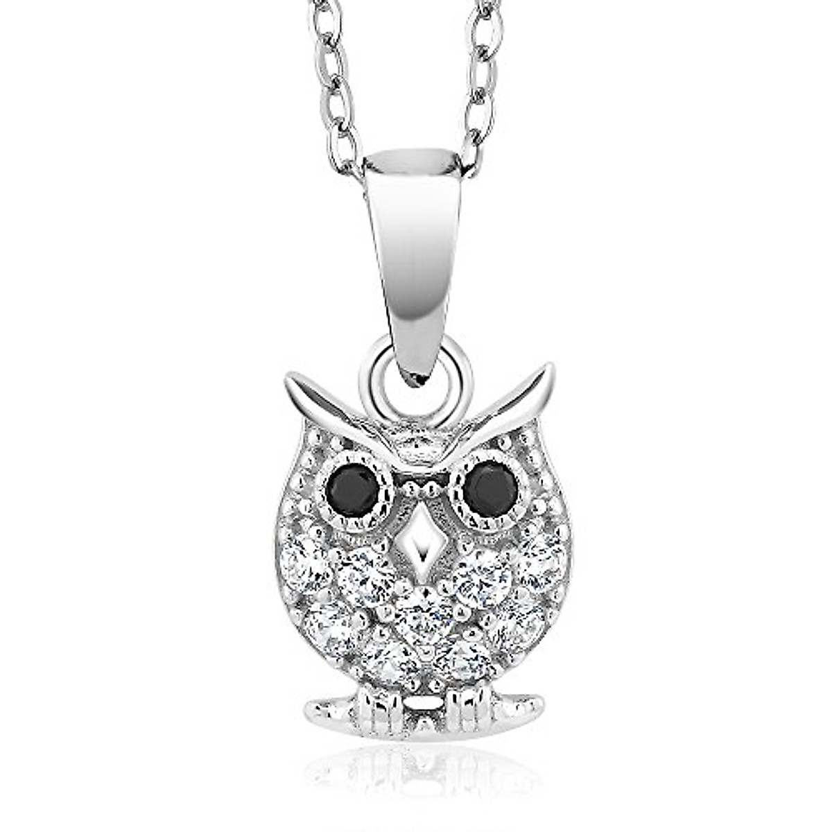 Gem Stone King 925 Sterling Silver Owl Pendant Necklace For Women Jewelry Gifts With 18 Inch Chain