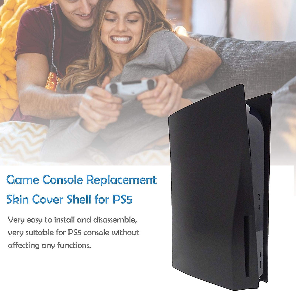 Greatideal PS5 Console Cover Replacement ABS Plastic Protective Shell, Anti-Scratch Dustproof Accessories, Compatible Devices: Video Game Console, Form Factor: Cover, Black