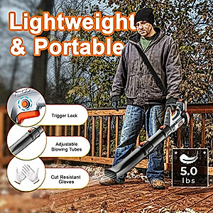 Leaf Blower, 340 CMF 170 MPH Leaf Blower Cordless with 4.0Ah Battery & Charger 21V, Electric Blowers Battery Operated Leaf Blower for Lawn Care, Debris, Yard, Work Around The House