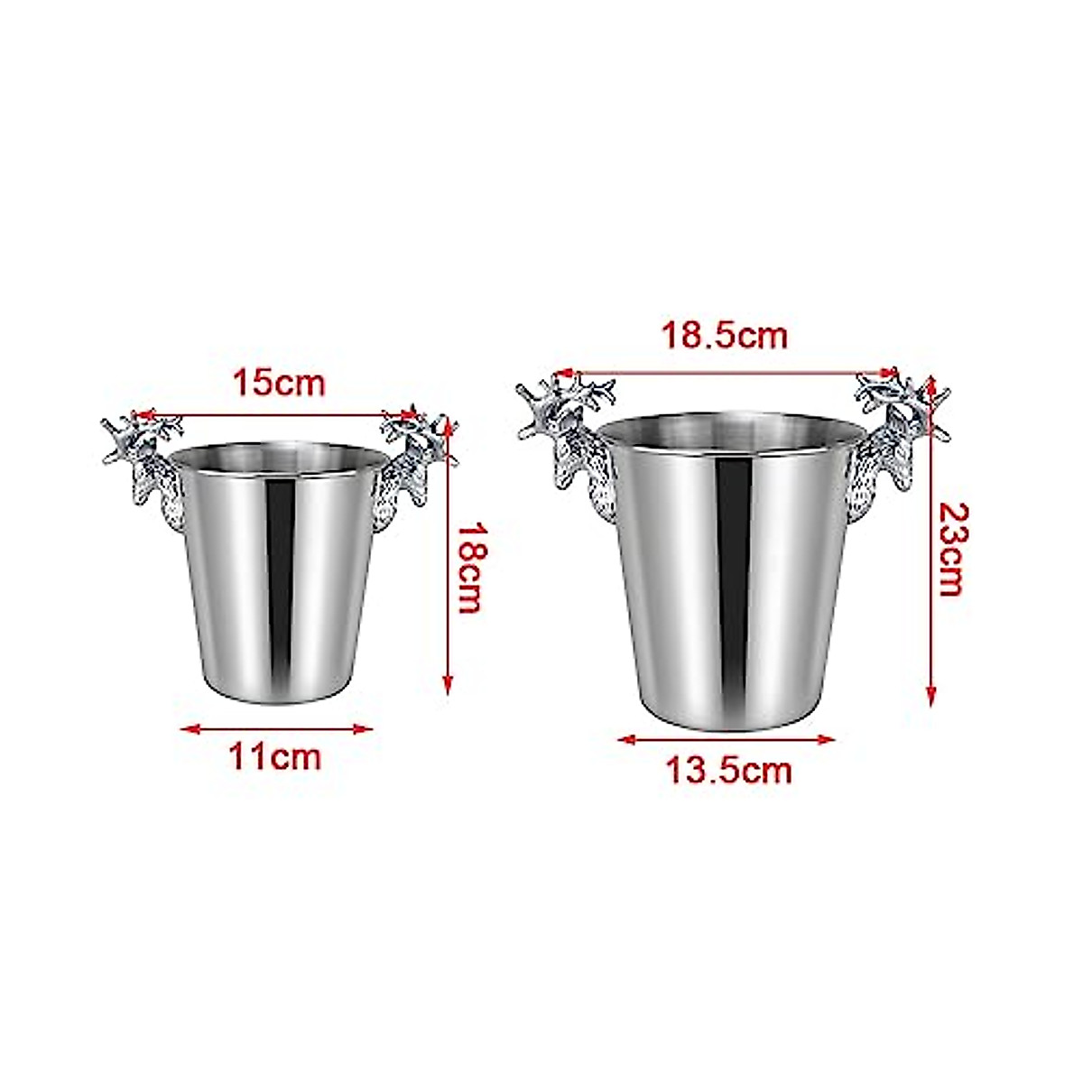 Ice Bucket Silver Stainless Steel Metal Ice Buckets for Parties, Insulated Ice Bucket with Handles for Beer, Wine, Champagne, Home Decor, Table Centerpieces, Wedding Decorations Drinks Cooler/Beer Buc