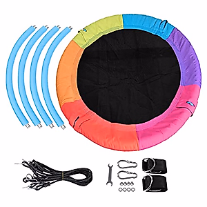 Round Outdoor Swing,40 Inch Tree Swing with Adjustable Multi-Strand Ropes | Round Outdoor Play & Swing Sets Suitable for Park, Backyard, Playground Linshesf