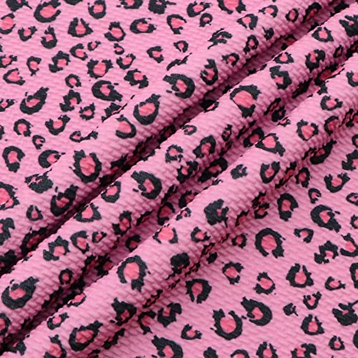 David Angie Leopard Print Bullet Textured Liverpool Fabric 4 Way Stretch Spandex Knit Fabric by The Yard for Hair Bows Headbands Making… (Pink)