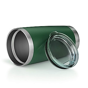 EcoMozz 20oz Tumbler Bulk Stainless Steel Vacuum Insulated Tumblers with Lid Double Wall Travel Mug, Powder Coated Coffee Cup, Suitable for Ice Drinks and Hot Beverage (Dark green 1pack)