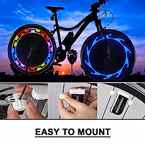 Solhice 2 Tire Rechargeable LED Bike Wheel Lights, Waterproof Bicycle Spoke Lights, 30 Patterns Cycling Tire Lights for Kids Adults Night Riding
