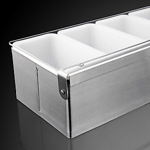 New Star Foodservice 48032 Stainless Steel Condiment Dispenser with 5 Compartments (NO ICE Tray Included)