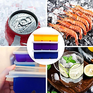 Excnorm Silicone Ice Cube Trays 3 Pack - Large Size Silicone Ice Cube Molds with Leak Proof Removable Lid Square Ice Cube Tray And BPA Free for Cocktail,Whiskey, Stackable Flexible Ice
