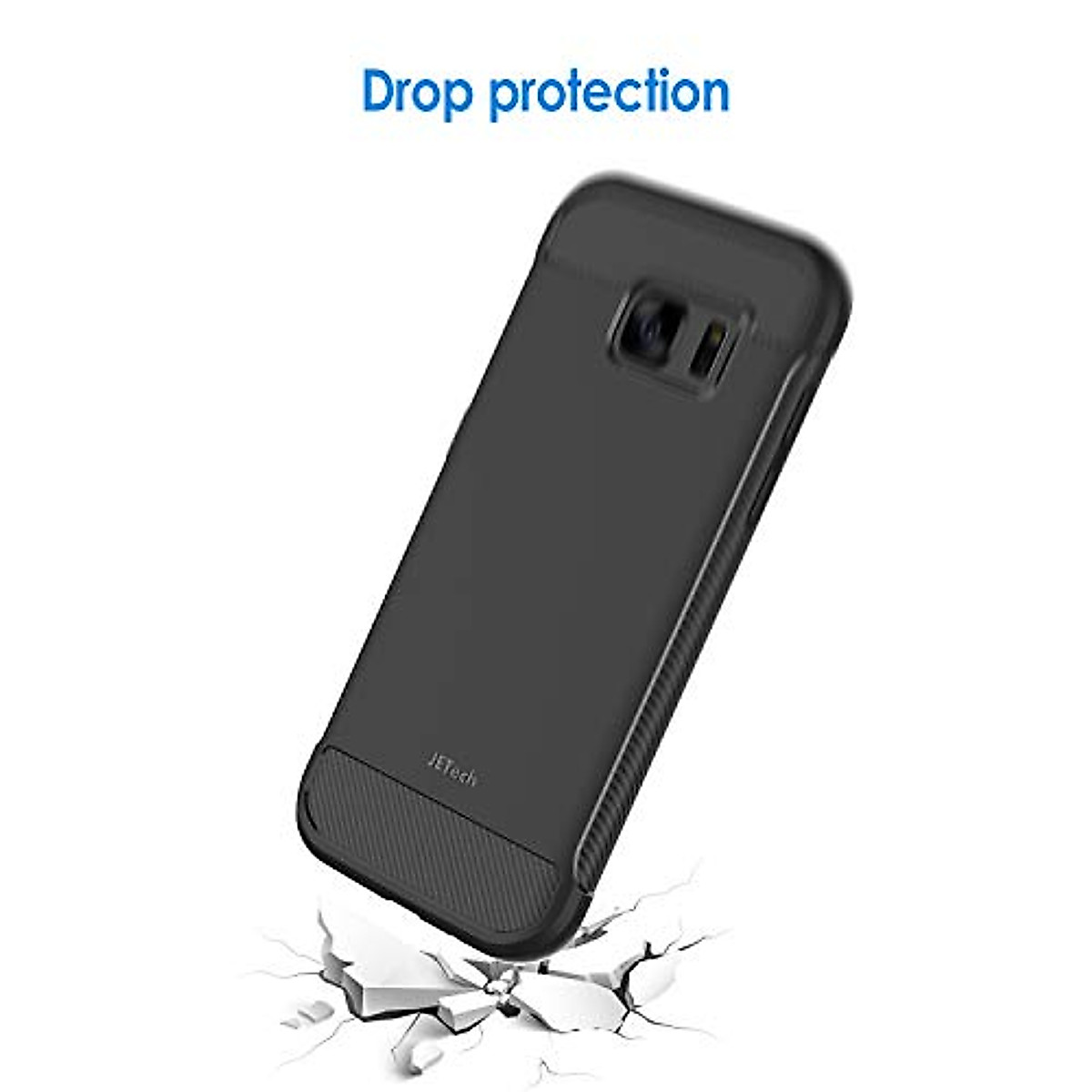 JETech Slim Fit Case for Samsung Galaxy S7 Edge 5.5-Inch, Thin Phone Cover with Shock-Absorption and Carbon Fiber Design (Black)