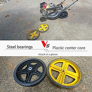 7 Inch Lawn Mower Wheels (2-pack) Fits Most Standard push Lawn Mowers, Inner and outer bearing structure - Includes Bolts, Nuts (Also available in 6~14-inch wheels)