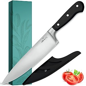 Olive Joy Chef Knife, 8 Inch Kitchen Knife, Professional Chefs Knife with Sheath in Gift Box, Great for Chopping, Cutting and Slicing Meat, Vegetables