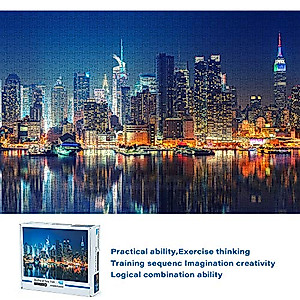 New York City Skyline Puzzles Art 1000 Pieces Jigsaw Puzzles,DIY Puzzles Educational Brain Challenge Games for Adults Kids Gifts