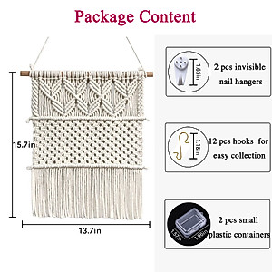 TOYAFUN Hanging Jewelry Organizer Macrame Earring Holder Organizer Wall Necklace Organizer Boho Decor for Necklaces Bracelet Earrings Rings on Closet Wall Door