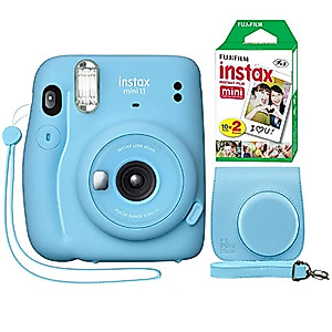 Fujifilm Instax Mini 11 Instant Camera Sky Blue + Minimate Custom Case + Fuji Instax Film 20 Sheets Twin Pack