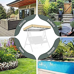 BTURYT 210D Oxford Cloth Patio Swing Top Cover with 4 Reinforced Corner Pockets,Replacement Canopy for Swing Seat 3 Seater Garden Hammock Cover-(top Cover only)