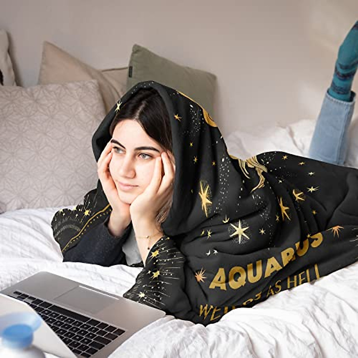 Henazin Aquarius Gifts, Aquarius Gifts for Women, Aquarius, Aquarius Decor, Aquarius Zodiac Gifts, Aquarius Astronomy Gift, Aquarius Birthday Gifts for Women Men, Aquarius Gift Throw Blanket 50"X60"