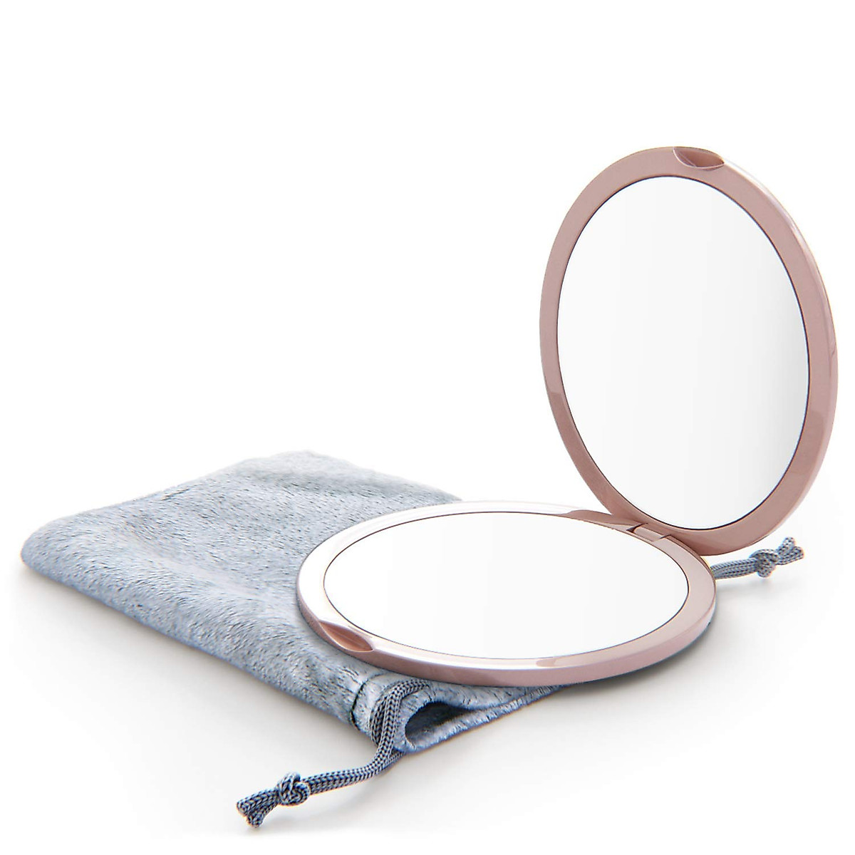 Magnifying Compact Mirror for Purses with 10X Magnification – Double Sided Travel Makeup Mirror, 4 Inch Small Pocket Mirror, or Purse Mirror. Bundle Black and Pink