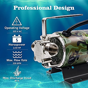 TIGEROAR Water Transfer Pump 115V Water Pump 330 GPH Utility Portable Electric with 6 ft. Suction Hose 0.1HP Pool for Transferring from Ponds, Pools, Aquariums, Hot Tubs