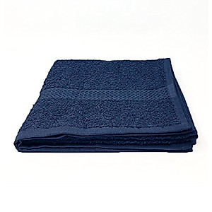 EOM Set of 12 Luxury Hand Towels - Ultra Soft Towels for Bathroom, Salon, Gym, Hotel, or Kitchen - Bleach Safe and 100% Cotton Bath Towels - Super Absorbent Bathroom Towels - 16" x 28" (Dark Blue)