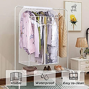 KEETDY 43" Hanging Garment Bags for Closet Storage Large Clear Window Hanging Clothes Storage Garment Rack Cover Coat Protector for Suit, Wardrobe, Bottom Enclosed