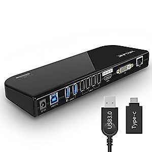 WAVLINK USB Laptop Docking Station Dual Monitors, DisplayLink Computer Dock for M1 M2 Mac and Windows, ChromeOS, Ubuntu 20.04/22.04 (HDMI & HDMI/DVI/VGA, 6xUSB Ports, LAN, Audio)