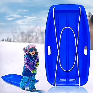 Atalawa Snow Sleds Toboggans, Sledges & Toboggans Heavy Duty Sledge Toboggan Sleigh Sled Plastic Unisex Ski Fun Board, 1 Pack Blue