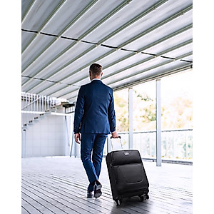 LIGHT FLIGHT 24 Inch Suitcase with Separate Compartment, Water-resistant Large Suitcase with Spinner Wheels, TSA Lock, Business Classic Travel Suitcase, Black