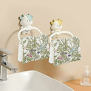 Seamless Floral Herbs and Wildflowers Botanical Pattern Pack of 6 Pcs Kitchen Dish Towels, Absorbent Soft Dishcloths for Bar cafe Car Table Chair Window Washable Towels 11 x 11 inches