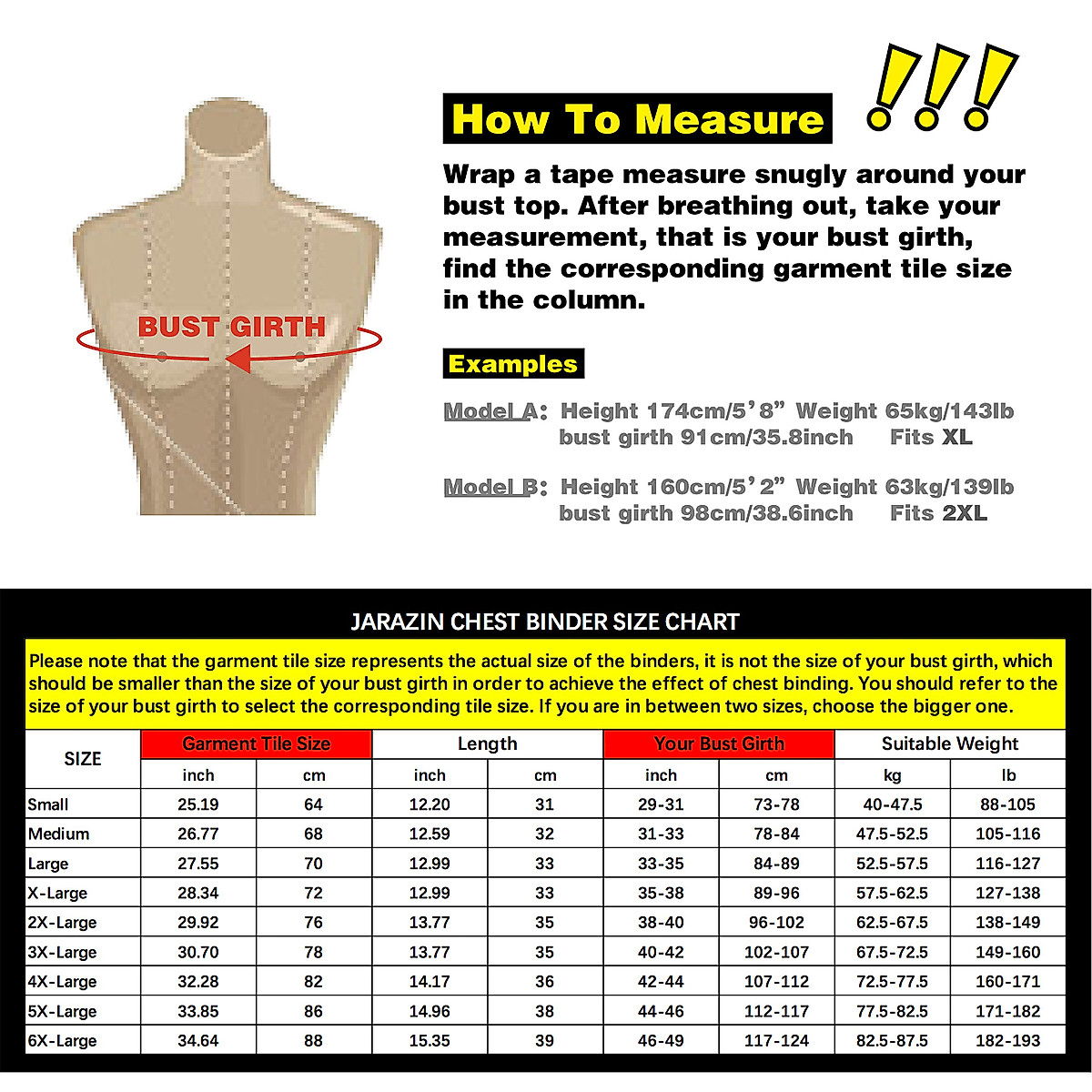 JARAZIN Women Transgender Tomboy FTM Pull On Closure Elastic Chest Binder Pullover Tank Top (Medium, Black)