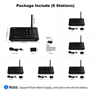 Wuloo Intercoms Wireless for Home 5280 Feet Range 10 Channel 3 Code, Wireless Intercom System for Home House Business Office, Room to Room Intercom, Home Communication System (6 Packs, Black)