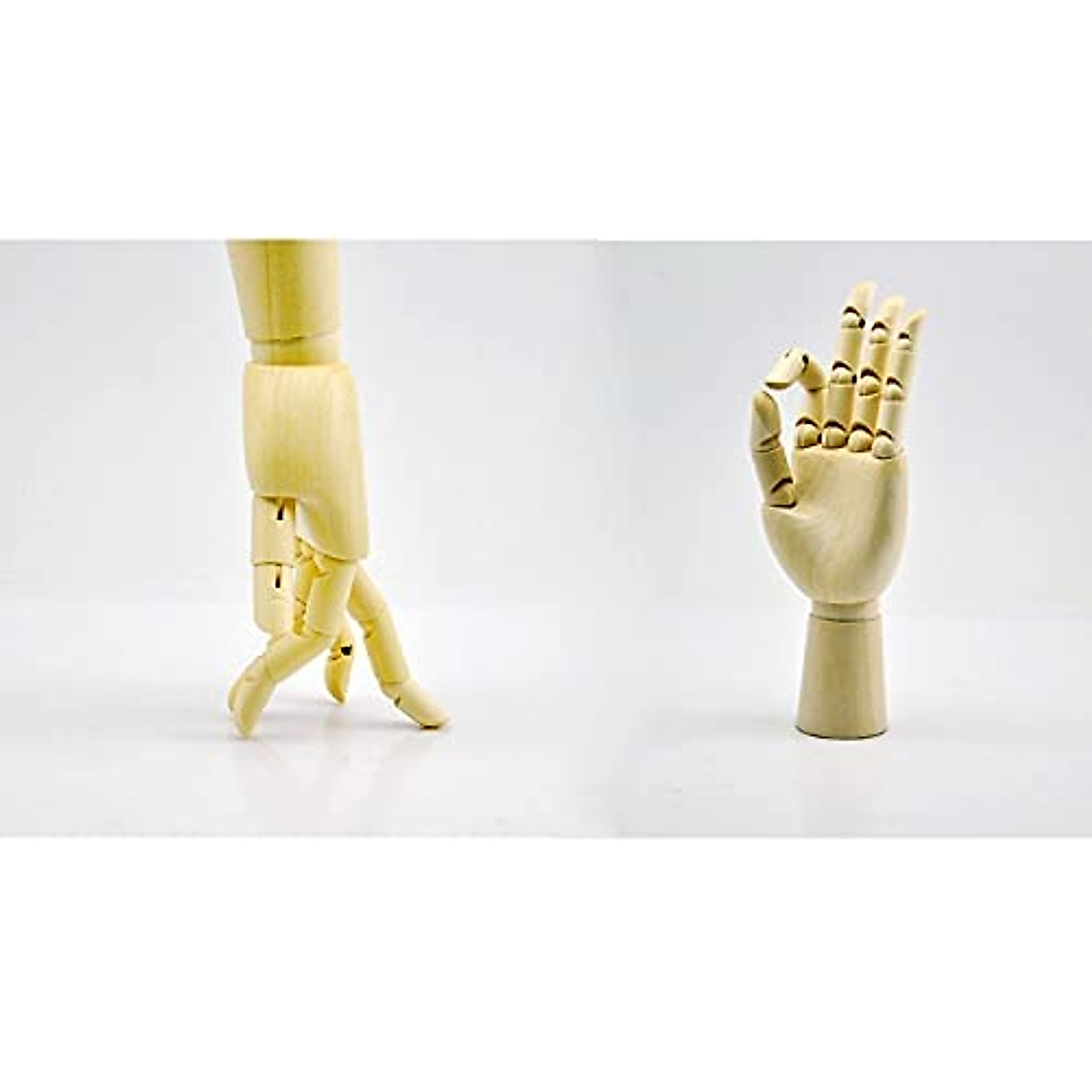 Wood Artist Drawing Manikin Articulated Mannequin with Wooden Flexible Fingers 2 pcs(10 inches-Left Hand&Right Hand)