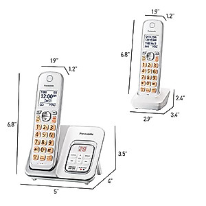 Panasonic DECT 6.0 Expandable Cordless Phone with Answering Machine and Smart Call Block - 2 Cordless Handsets - KX-TGD632W (White/Silver)