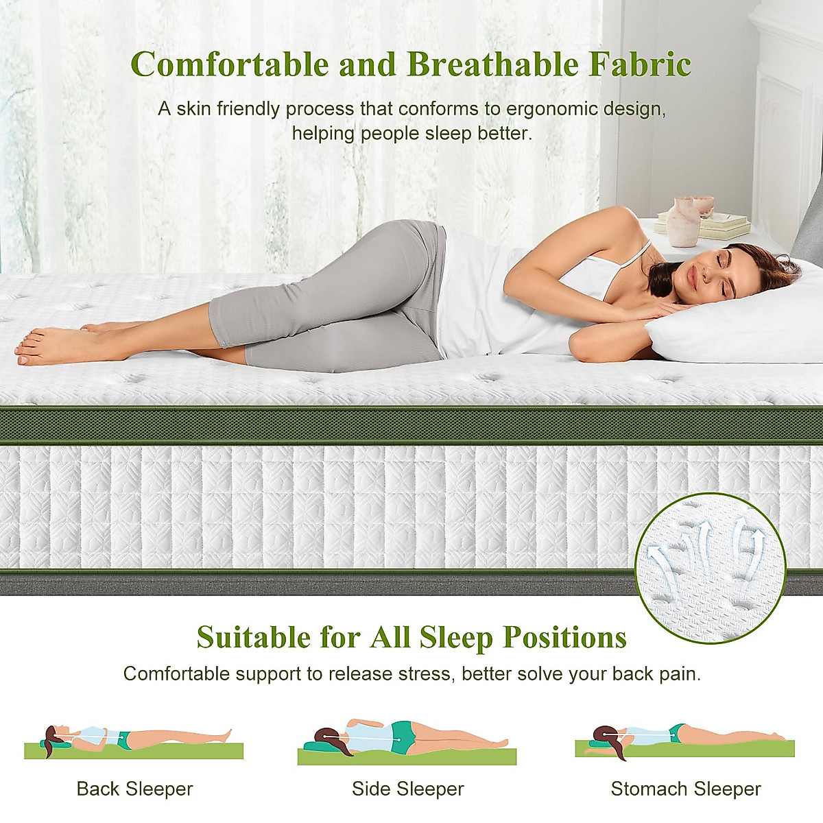 King Mattress, 12 Inch Hybrid Mattress In a Box with Gel Memory Foam, Individual Pocket Spring for Motion Isolation, Deep Sleep, Medium Firm Feel King Size Mattress, 100 Nights Trial, CertiPUR-US