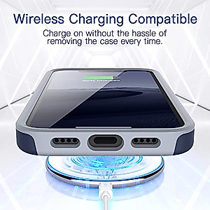 TEAM LUXURY Case Compatible with iPhone 12 Mini 5.4", Heavy Duty Shockproof Hybrid Protective Phone Cover (Dark Navy Blue/Gray)