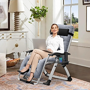 DoCred Comfy Chair, Folding Chair Recliner Chair for Bedroom and Living Room, Folding Reclining Patio Chairs Lounge Chair with Removable Cushion for Indoor Outdoor