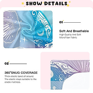 Whales Dolphins Waves Baby Crib Sheets Soft Toddler Bed Sheets Breathable Mattress Cover Playard Sheet for Boys Nursery Crib Mattress Unisex, 39 * 27 * 5in