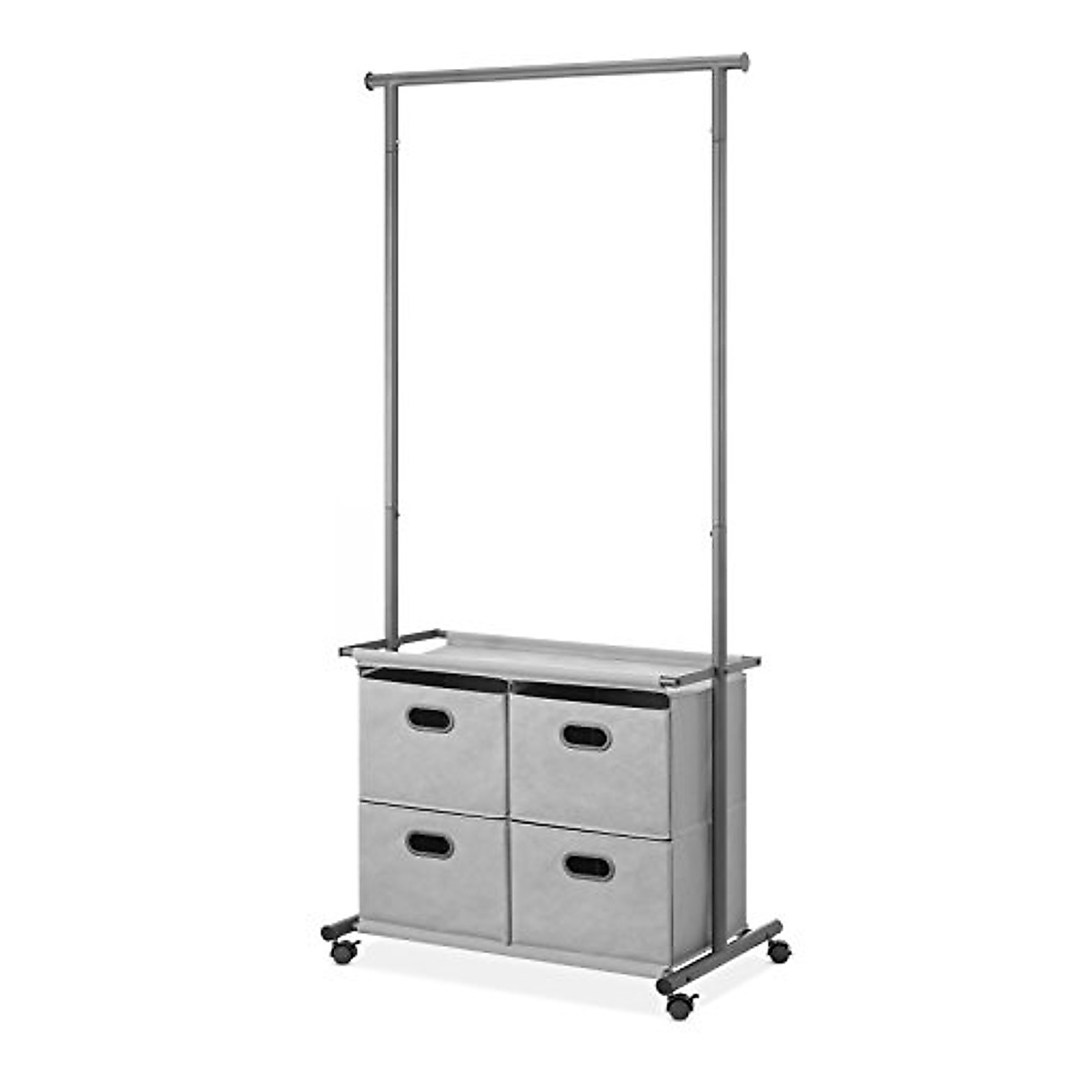 Whitmor 4-Drawer Locking Wheels Garment Rack, Paloma Gray