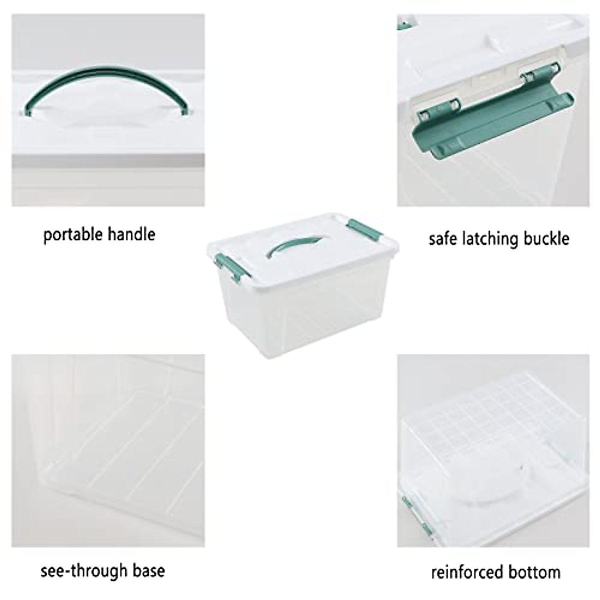 Easymanie 14 Quart Latching Container Box with Handle, 8 Pack Plastic Lidded Storage Bin
