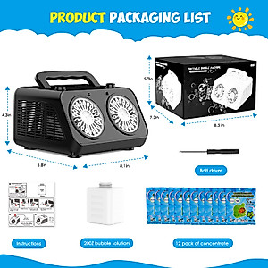 Bubble Machine, Automatic Bubble Blower with 2 Independent Bubble Motors, Bubble Maker for Kids with 30000+ Bubbles Per Minute, Outdoor Toys for Parties, Birthday, Wedding, Christmas