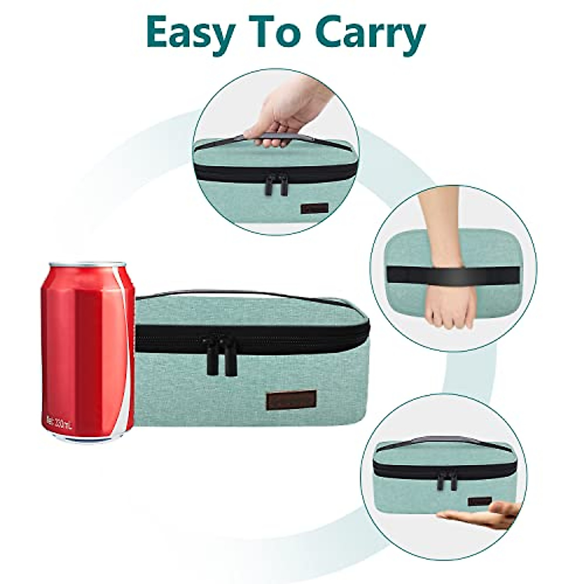 Gloppie Little Lunch Bag Small Insulated Lunch Box for Men Women Lunchbox Mini Lunchbag Petty Lunch Pail Reusable Kids Lunch Bag Snack Container Portable Cooler Bags Green