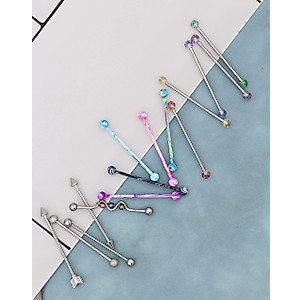 EVELICAL 30Pcs 14G Stainless Steel Industrial Barbell Earrings for Women Men Cartilage Helix Body Piercing Jewelry 38mm 1&1/2 Inch Piercing Bar Style A